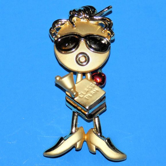 Ajc | Jewelry | Vintage Signed Ajc Teacher Brooch Pin Articulated Head ...